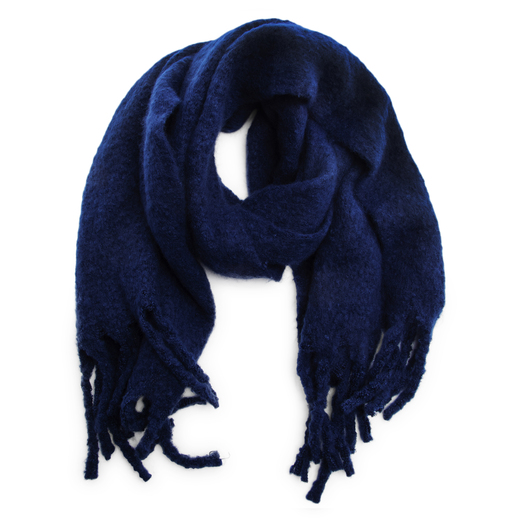 boucle scarf w/ noodle fringe - dark colors | let go & have fun