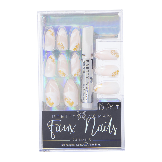 pretty woman faux nails 24-piece set with nail glue - marble | Five ...