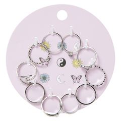 celestial yin-yang 10-piece silver ring set | Five Below | let go ...