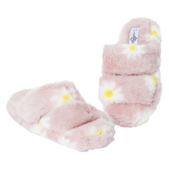 pink daisy faux fur double-band slide slippers | Five Below | let go ...