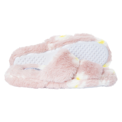 pink daisy faux fur double-band slide slippers | Five Below | let go ...
