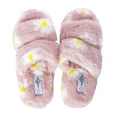 pink daisy faux fur double-band slide slippers | Five Below | let go ...