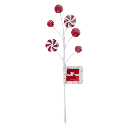 peppermint swirl faux leaf pick 12in | let go & have fun