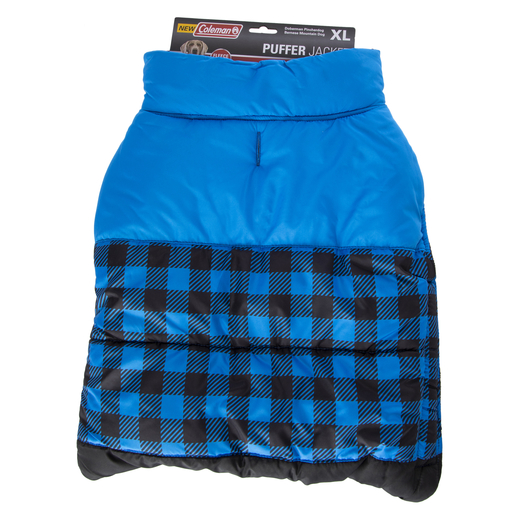 coleman® dog puffer jacket - blue plaid | Five Below | let go & have fun