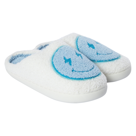 ladies blue smiley face slippers | Five Below | let go & have fun