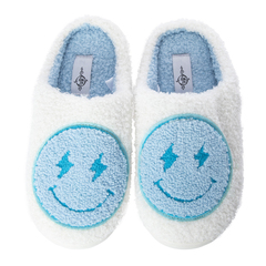 ladies blue smiley face slippers | Five Below | let go & have fun