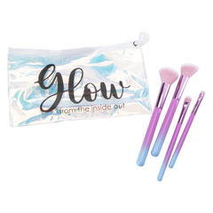 Holographic Makeup Brush Set With Reusable Bag | Five Below | let go ...