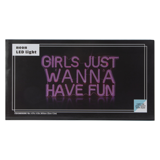 Girls Just Wanna Have Fun Neon LED Light 16in x 8.7 | Five Below | let ...