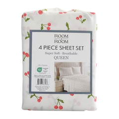 Queen Size 4-Piece Cherry Sheet Set | Five Below | let go & have fun