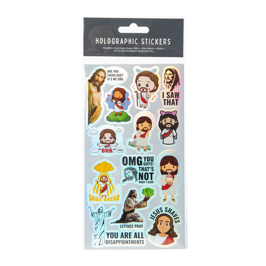Holographic Jesus Stickers 4-Sheets | Five Below | let go & have fun